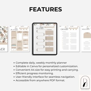 Canva Daily Weekly Monthly Planner Template | Editable Productivity ...