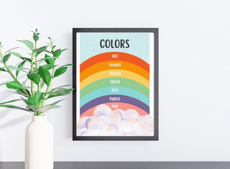Rainbow Colors Learning Chart Preschool Colors Education Learning ...
