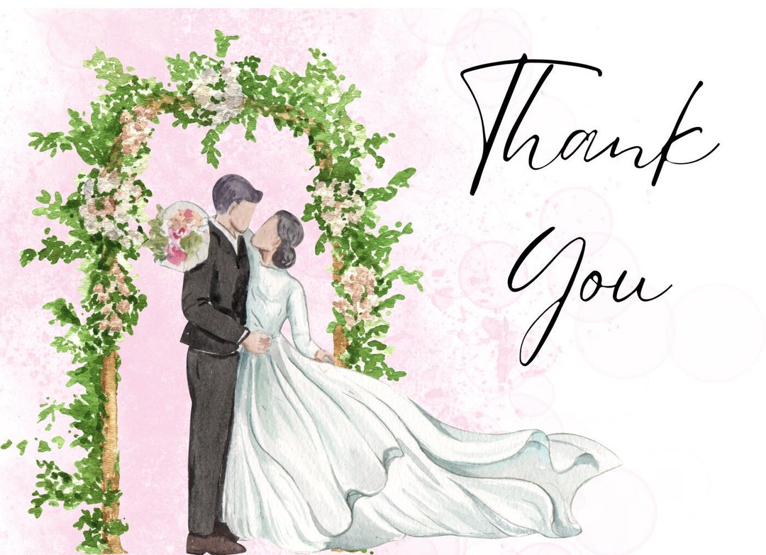 Wedding Thank You Card Download Wedding Gift Thank You Bride and Groom ...