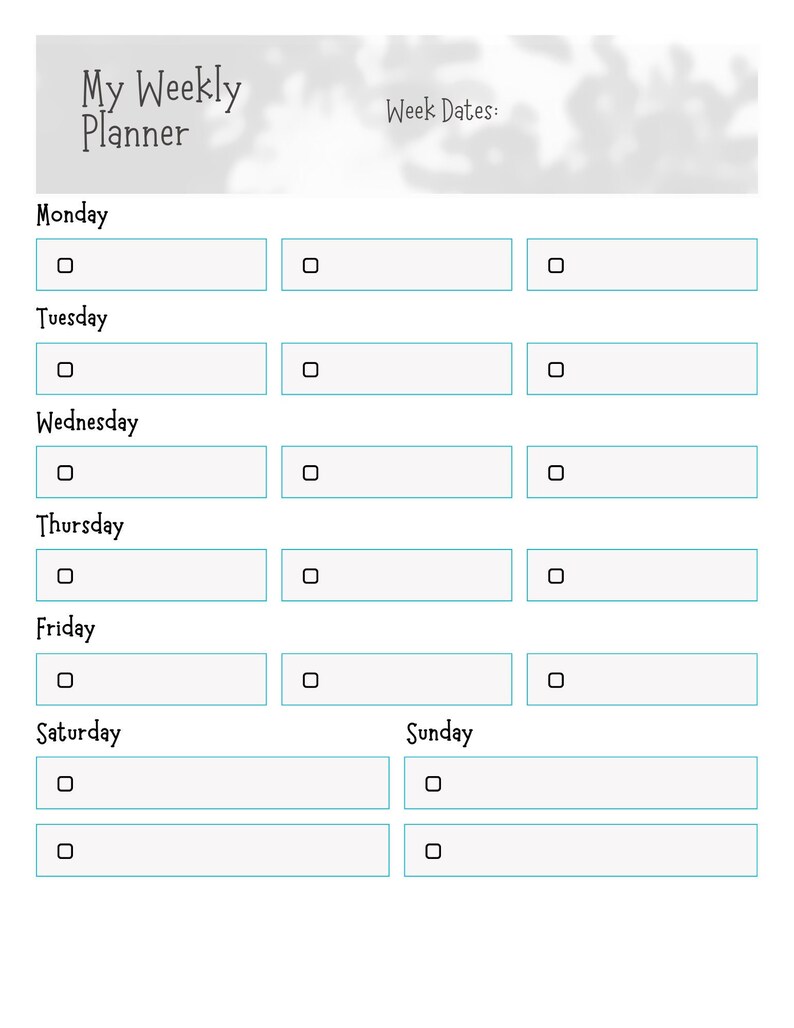 Weekly Planner/checklist Weekly Planning Printable Week Helper - Etsy