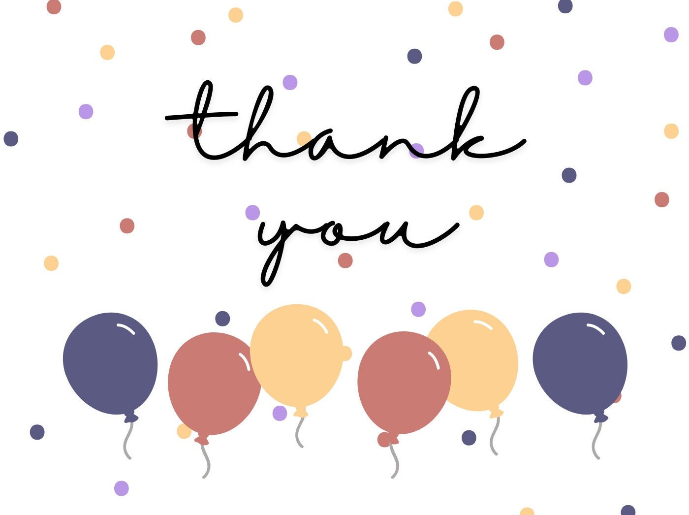 Polka Dot Birthday Thank You Card With Balloons Birthday Thank You ...