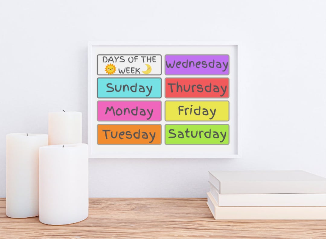 Days of the Week Printable Learning Days of the Week Chart Monday ...