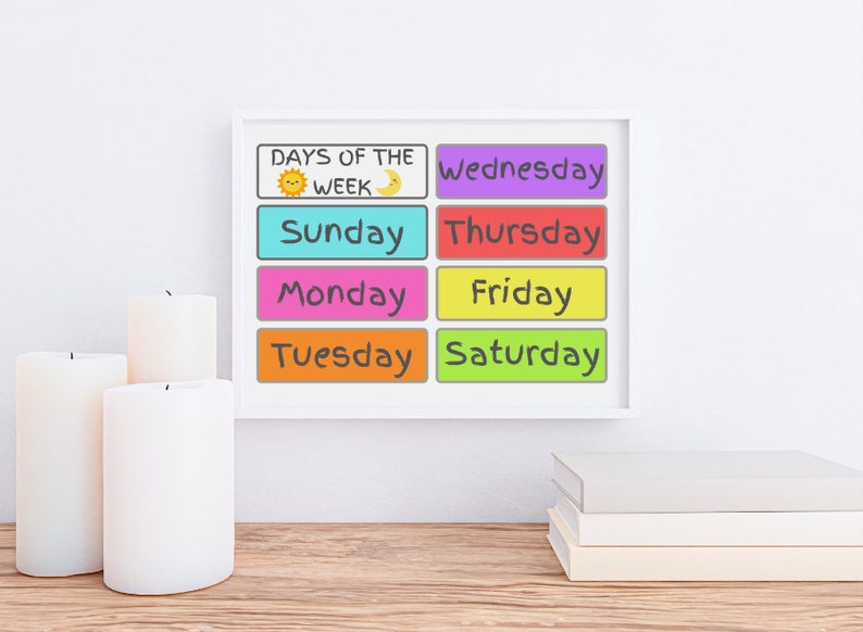 Days of the Week Printable Learning Days of the Week Chart Monday ...