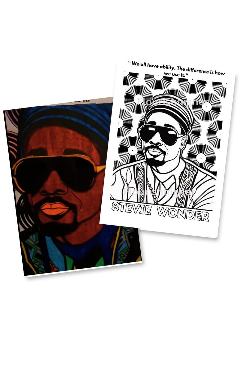 Stevie Wonder Coloring Page: Black History Activity (PDF & PNG) - Etsy