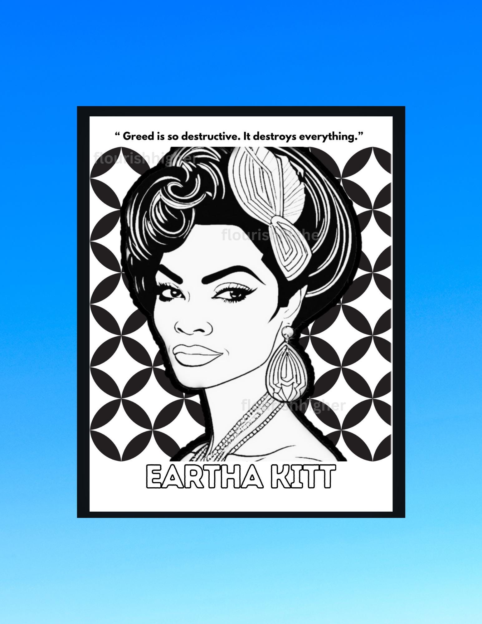 Eartha Kitt Coloring Page: Black History Art (digital Download) - Etsy