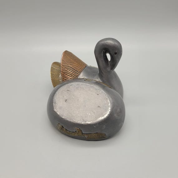 Vintage Pewter & Brass Swan Trinket Box - Unique Coll… - Gem