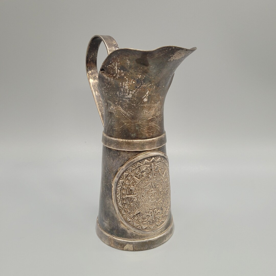 Vintage Aztec Mayan Calendar Metal Pitcher Mexico Collector's Piece - Etsy