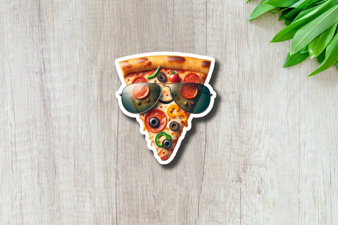 Funny Pizza Vinyl Sticker, Food Lover Gift, Laminated Waterproof Decal ...