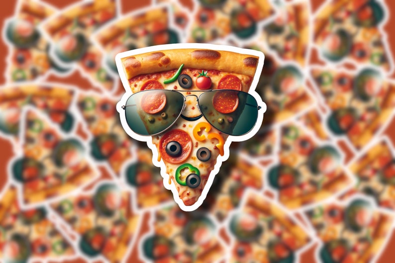 Funny Pizza Vinyl Sticker, Food Lover Gift, Laminated Waterproof Decal ...