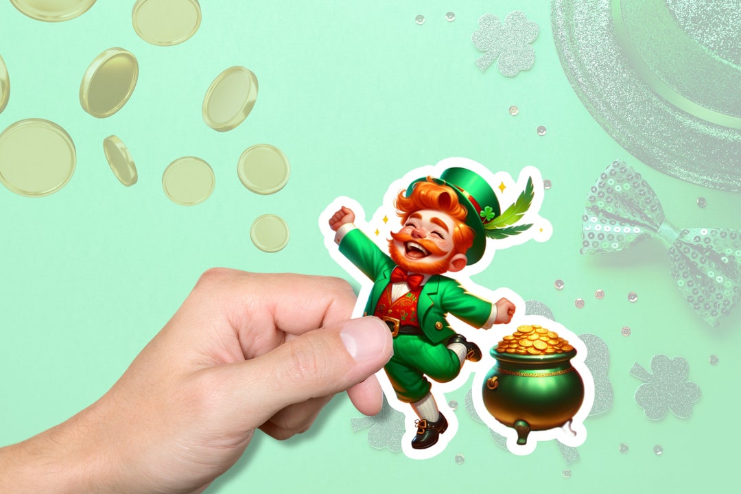 Leprechaun Sticker, Laminated Stickers, St. Patrick Day Stickers, Cute ...