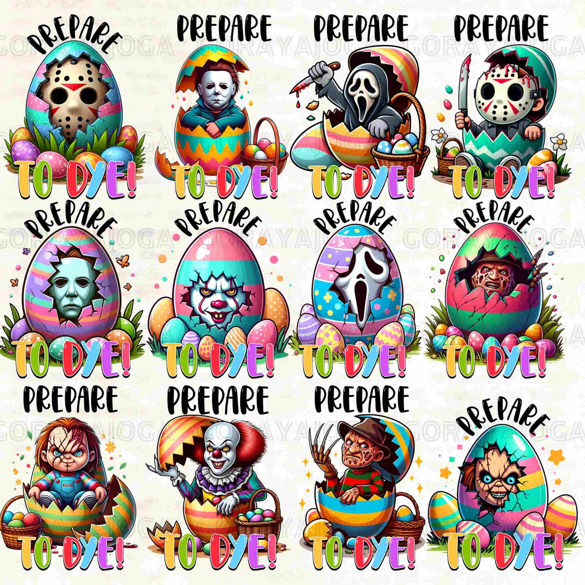 Horror Easter Png Bundle, Prepare to Dye Killer Easter Chibi Png Bundle ...