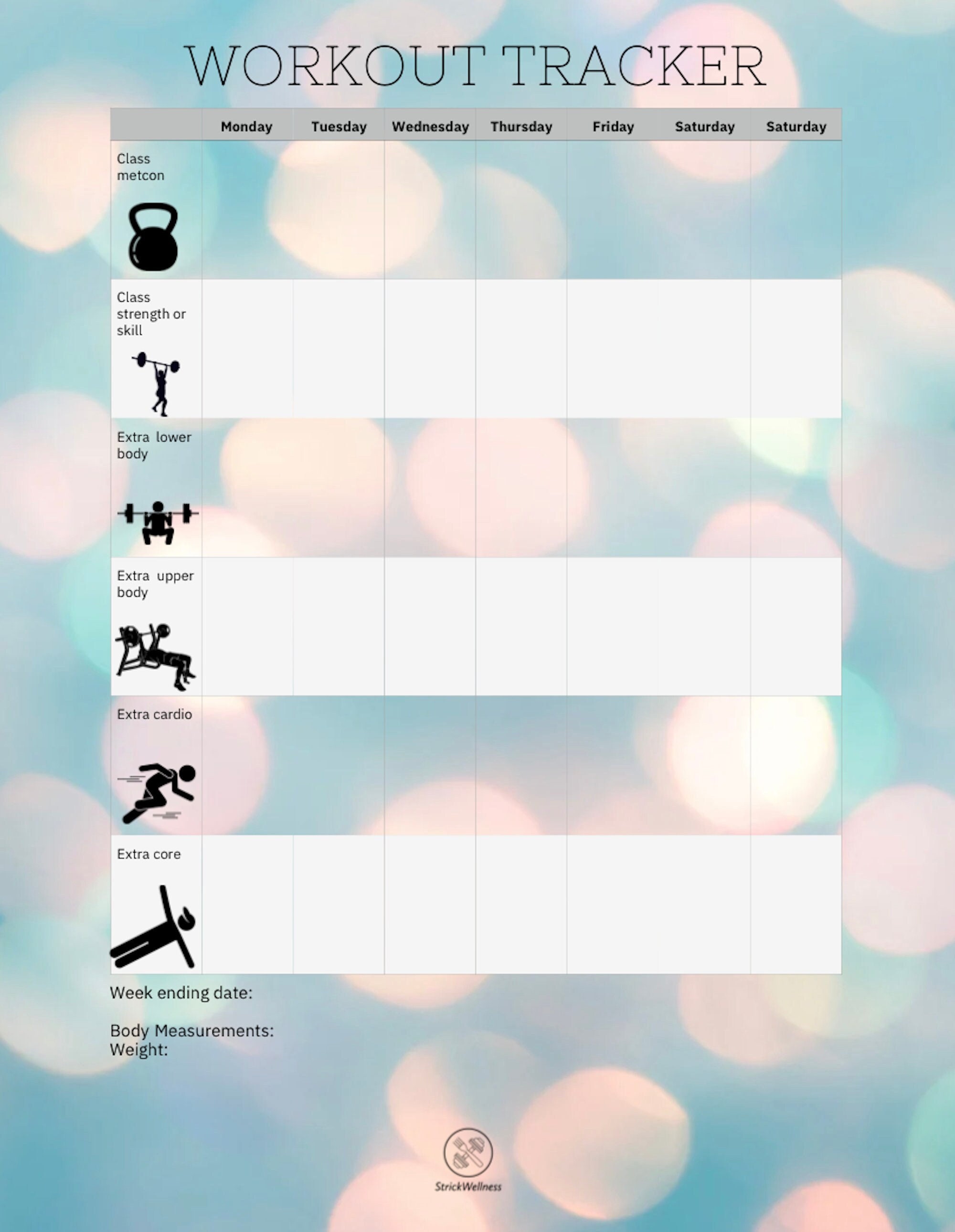 Crosstraining Weekly Workout Tracker - Etsy