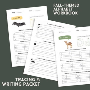 Fall-themed Alphabet Tracing and Writing Packet - Etsy