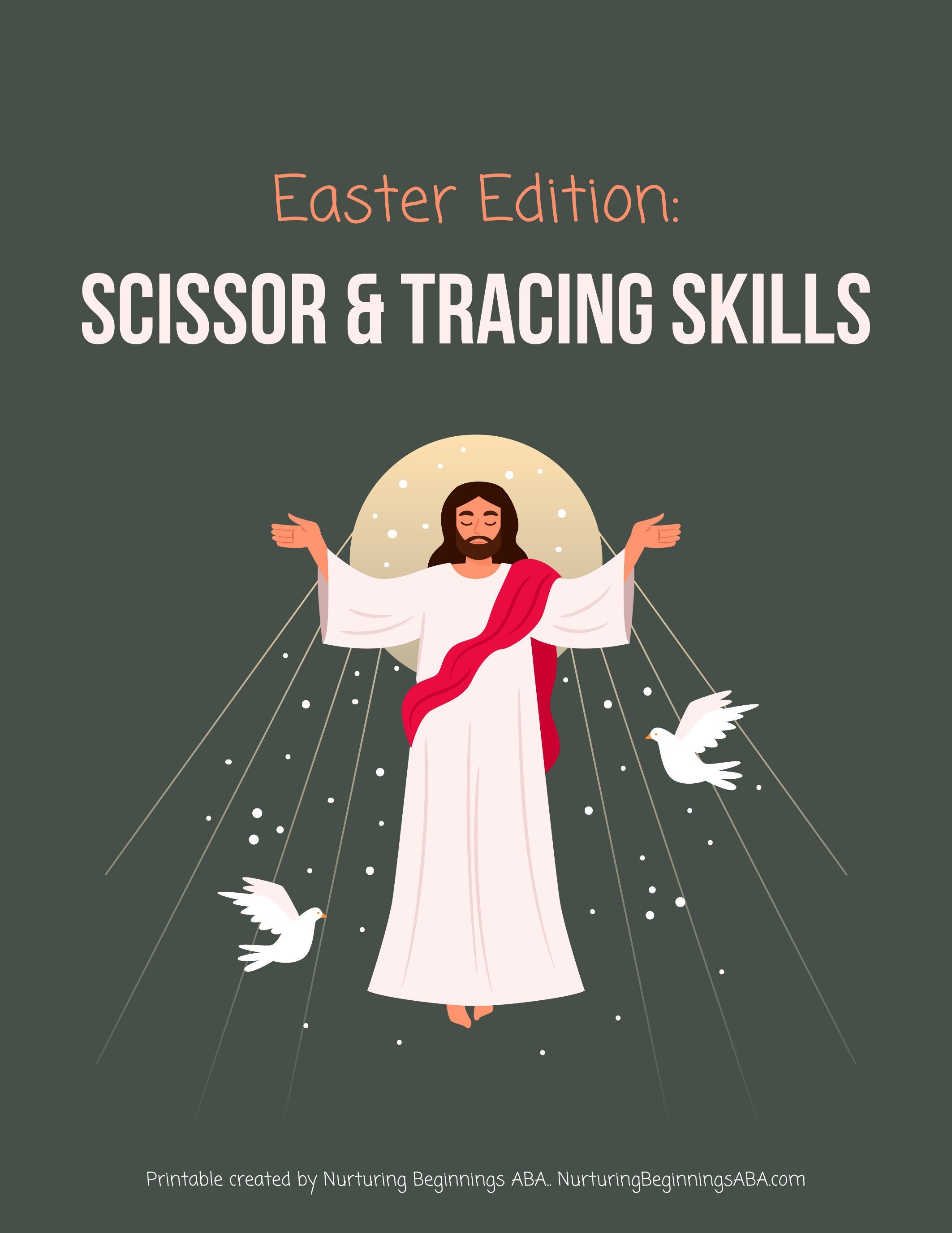 Religious Easter/ Lent Cutting, Tracing, and Coloring Worksheet ...