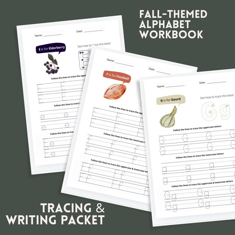 Fall-themed Alphabet Tracing and Writing Packet - Etsy