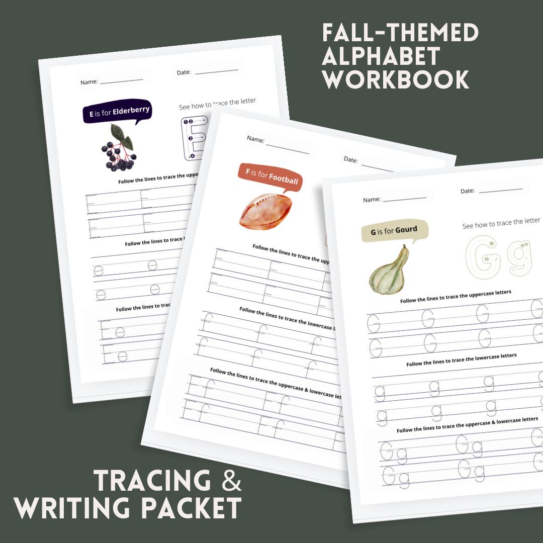 Fall-themed Alphabet Tracing and Writing Packet - Etsy