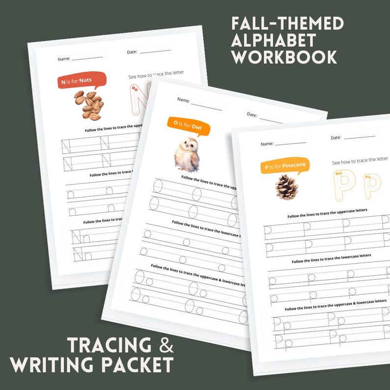 Fall-themed Alphabet Tracing and Writing Packet - Etsy