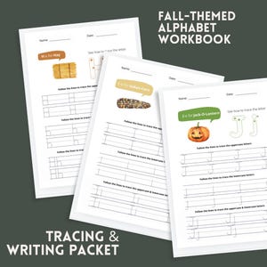 Fall-themed Alphabet Tracing and Writing Packet - Etsy