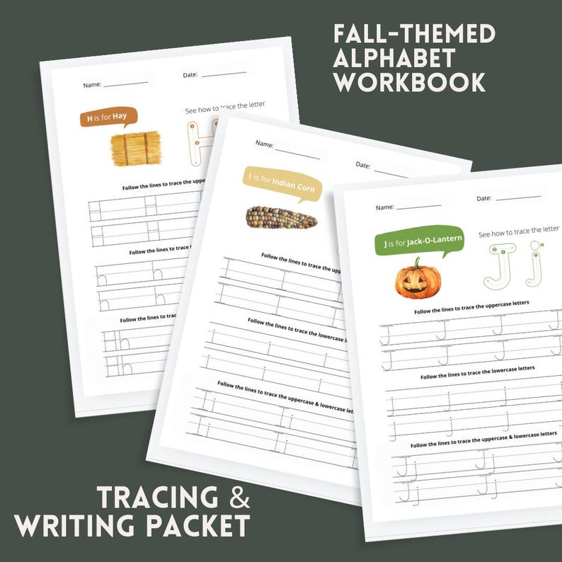 Fall-themed Alphabet Tracing and Writing Packet - Etsy