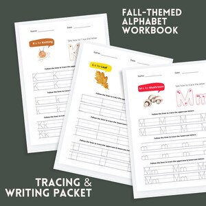 Fall-themed Alphabet Tracing and Writing Packet - Etsy