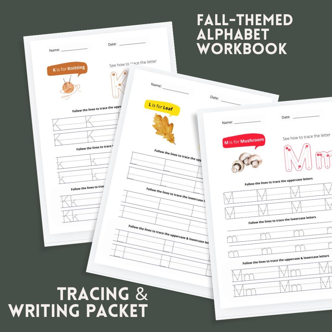 Fall-themed Alphabet Tracing and Writing Packet - Etsy