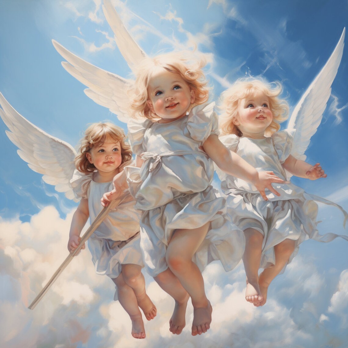 Baby Angels Watercolor Clip Art 4 JPG Mix Media Card Making Invitations ...