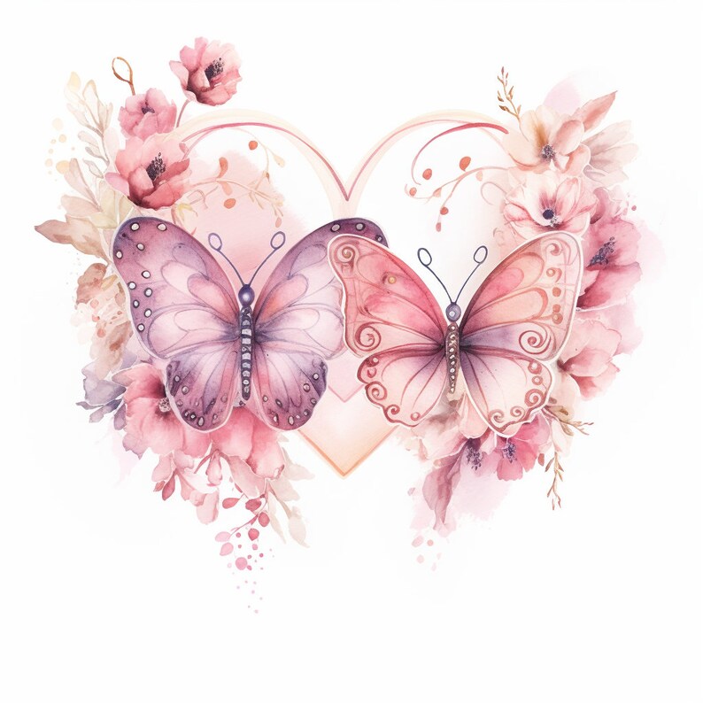 Valentines Day Watercolor Clip Art 4 JPG Mix Media Card Making ...