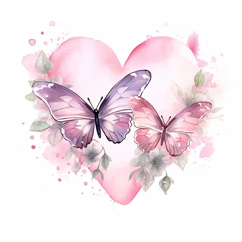 Valentines Day Watercolor Clip Art 4 JPG Mix Media Card Making ...