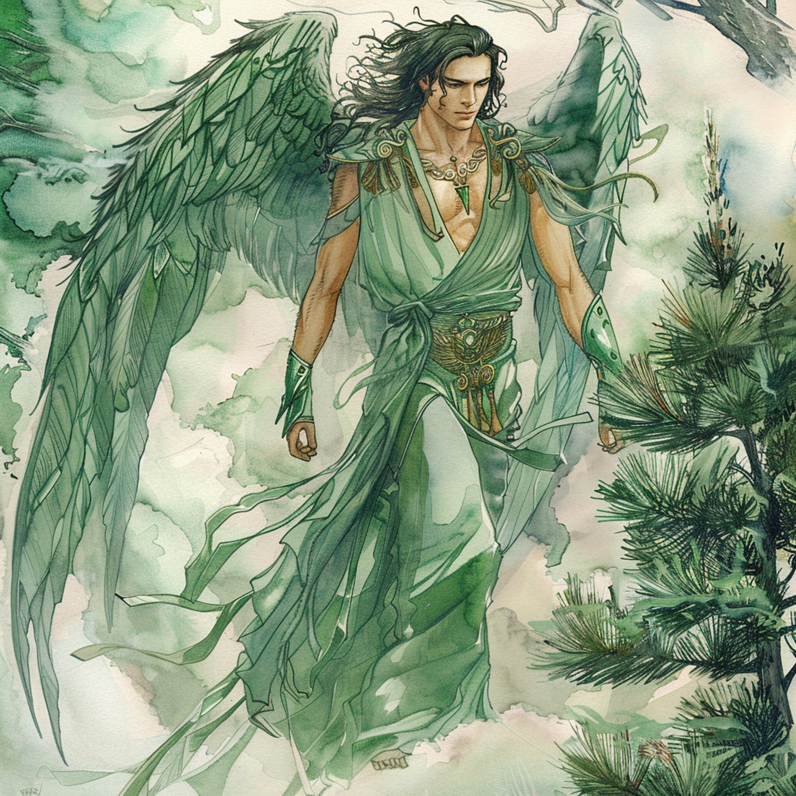Archangel Rafael Clip Art 4 JPG Mix Media Card Making Invitations ...