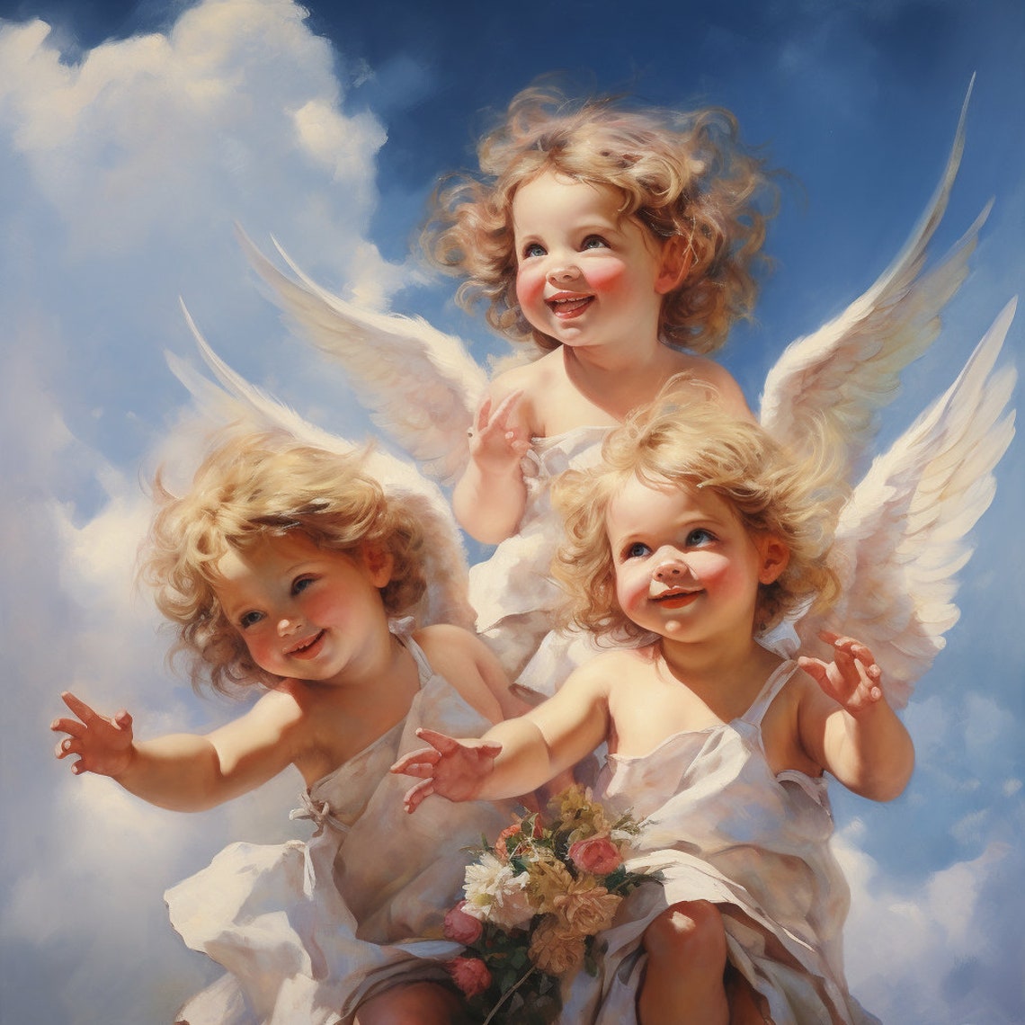 Baby Angels Watercolor Clip Art 4 JPG Mix Media Card Making Invitations ...