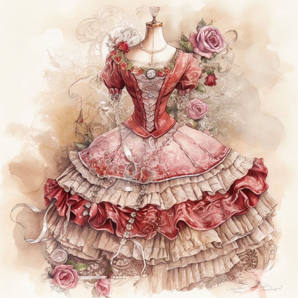 Red Dress Watercolor Clipart 4 JPG Mix Media Card Making Invitations ...