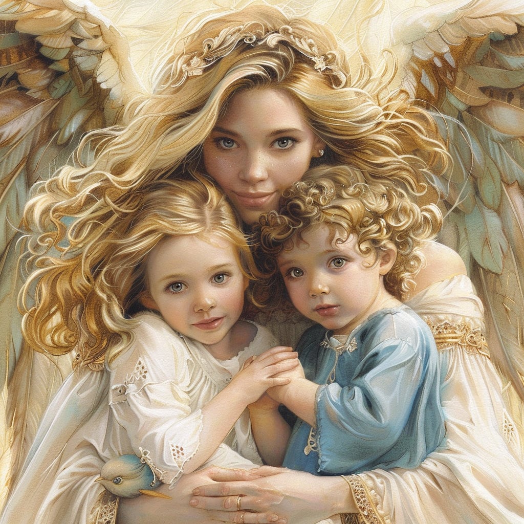 Angel Family Watercolor Clip Art 4 JPG Mix Media Card Making ...