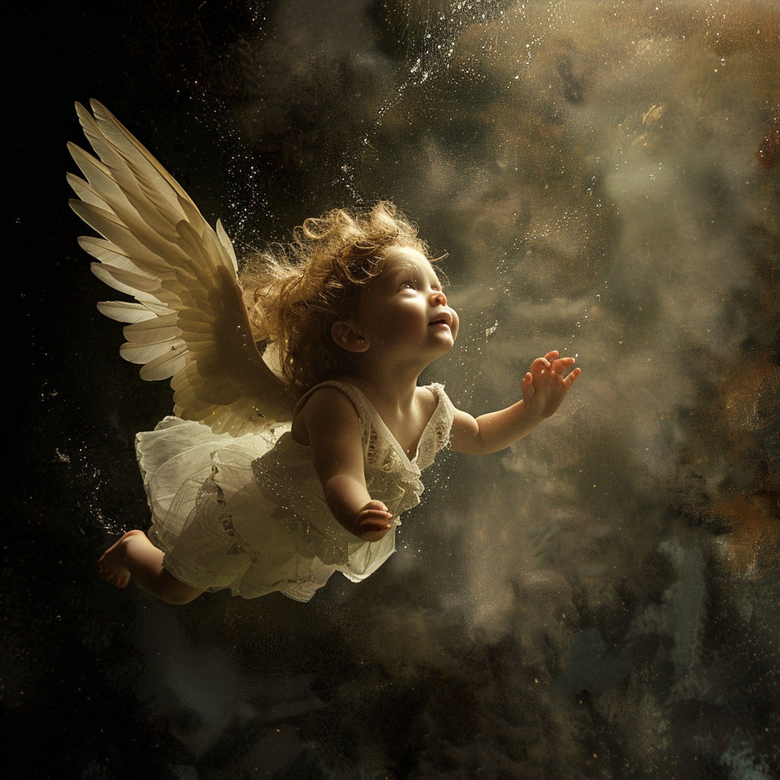 Angel Flying Down Watercolor Clipart 4 JPG Mixmedia Card Making ...