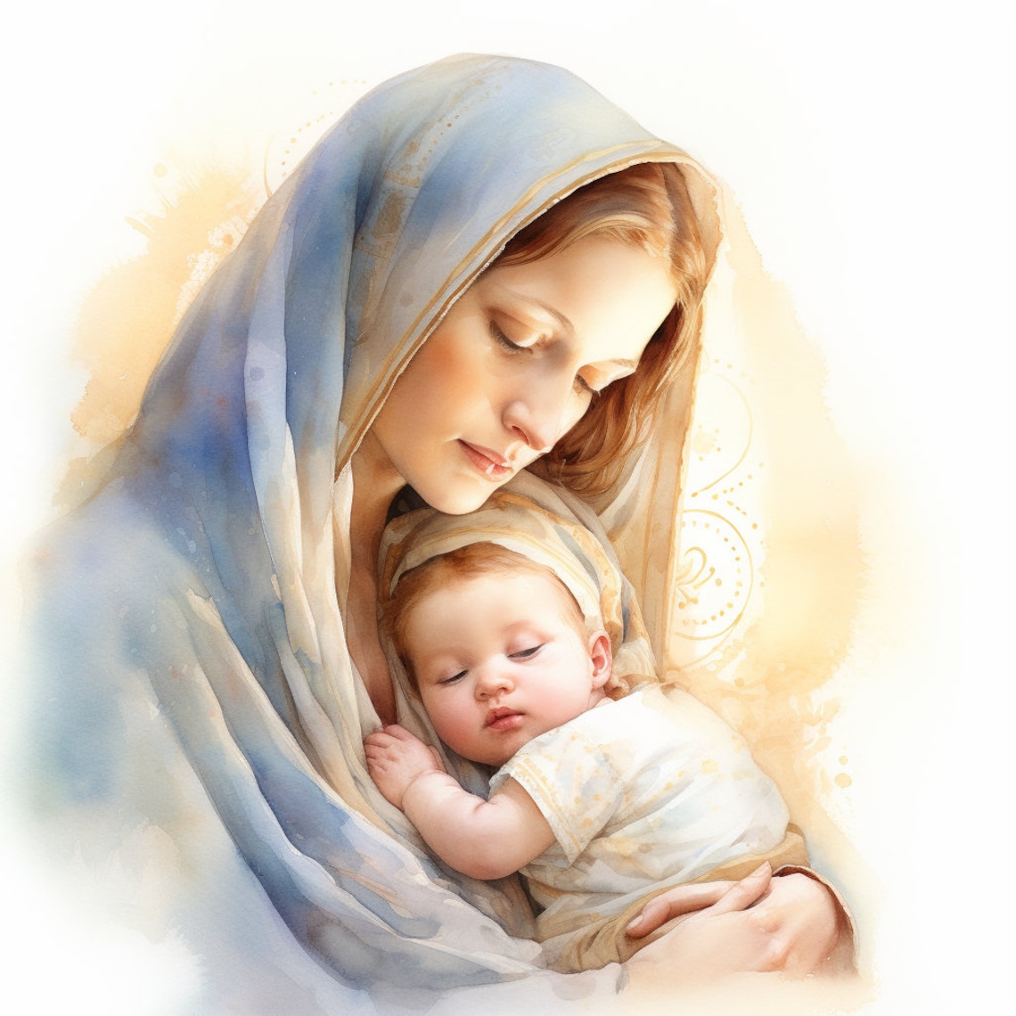 Virgin Mary and Baby Jesus Clip Art 4 JPG Mix Media Card Making ...