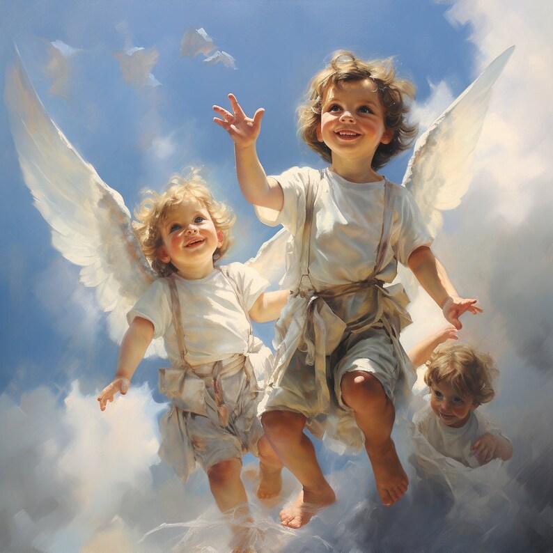 Baby Angels Watercolor Clip Art 4 JPG Mix Media Card Making Invitations ...