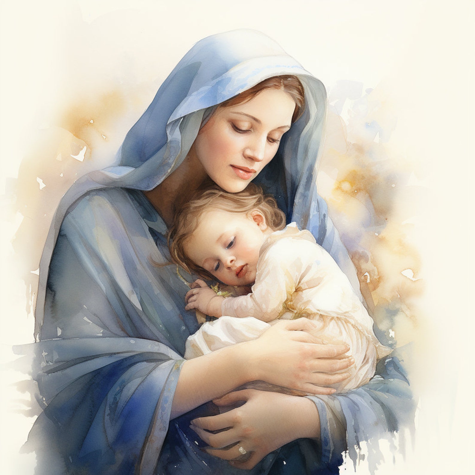 Virgin Mary and Baby Jesus Clip Art 4 JPG Mix Media Card Making ...