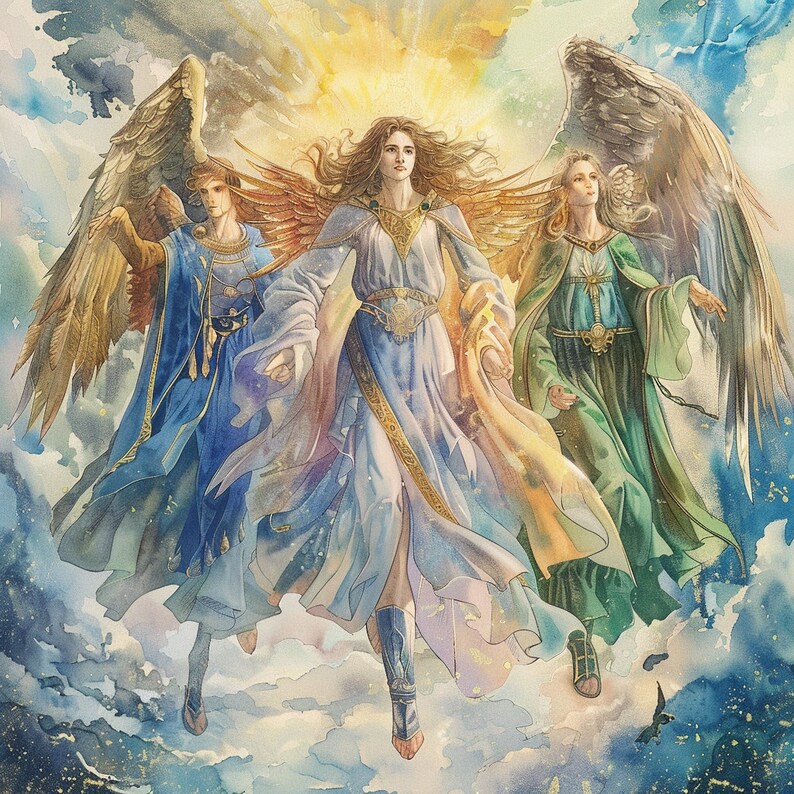 Archangels Michael,gabriel,rafael Clipart 4 JPG Mix Media Card Making ...