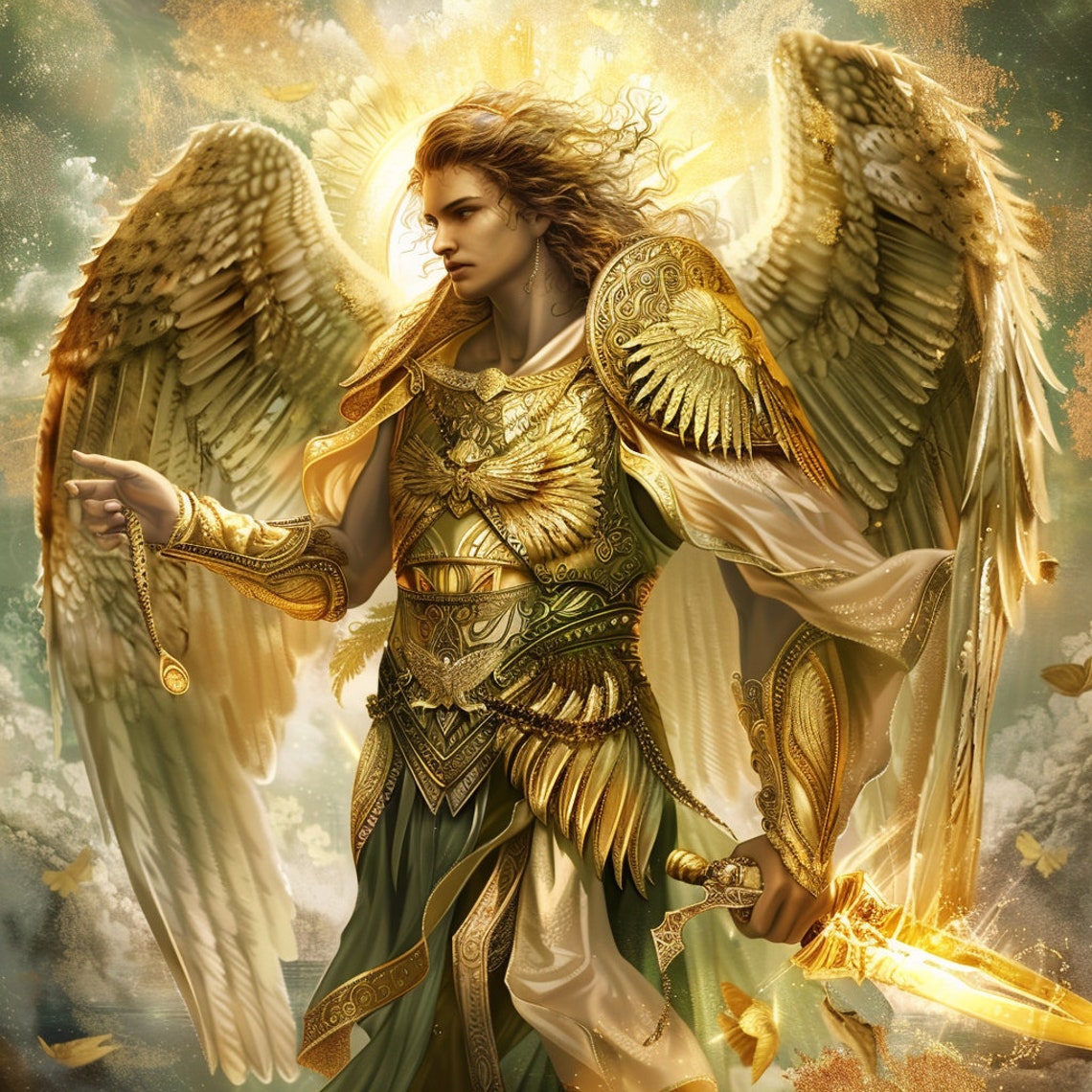 Archangel Uriel Clip Art 4 JPG Mix Media Card Making Invitations ...