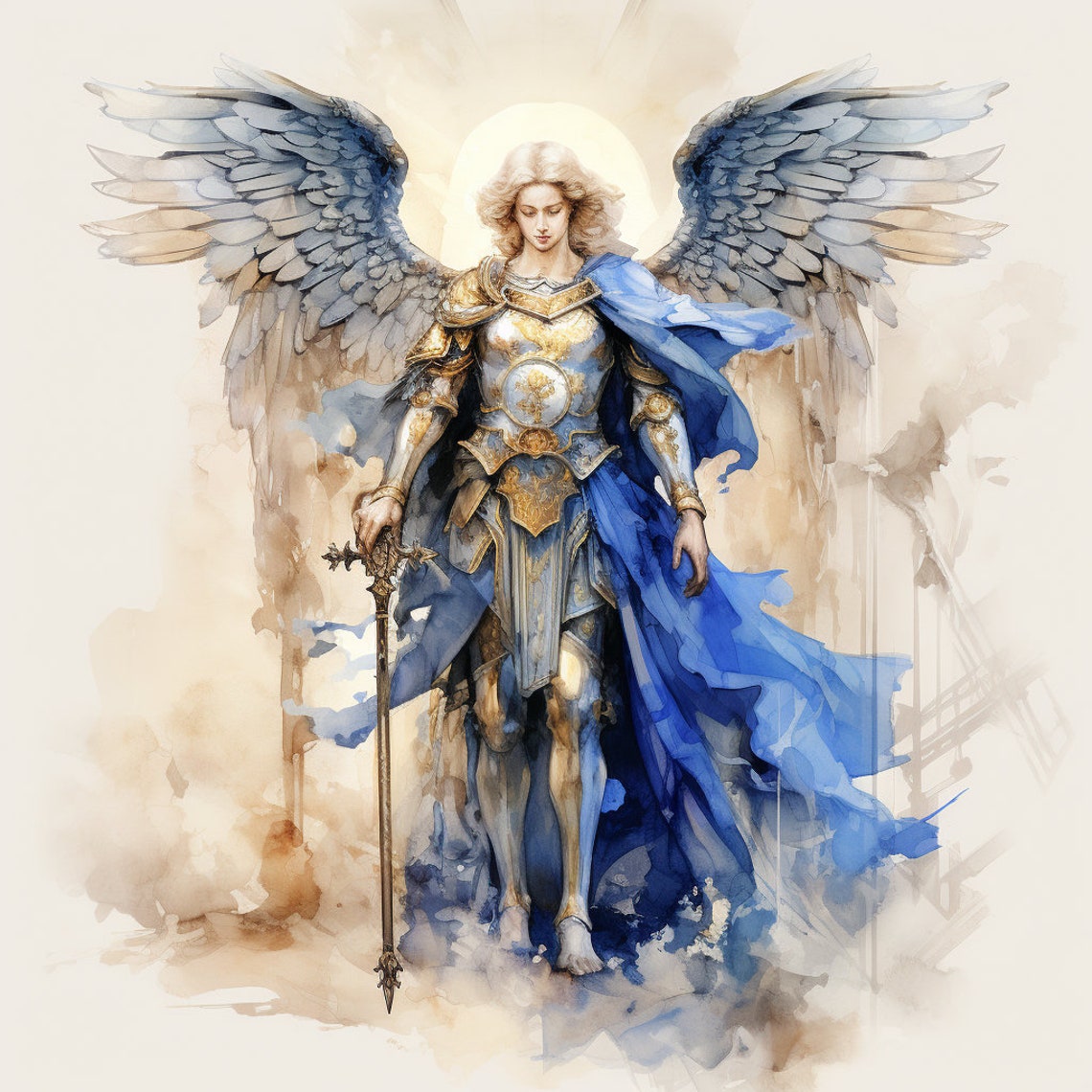 Archangel Saint Michael Clip Art 4 JPG Mix Media Card Making ...