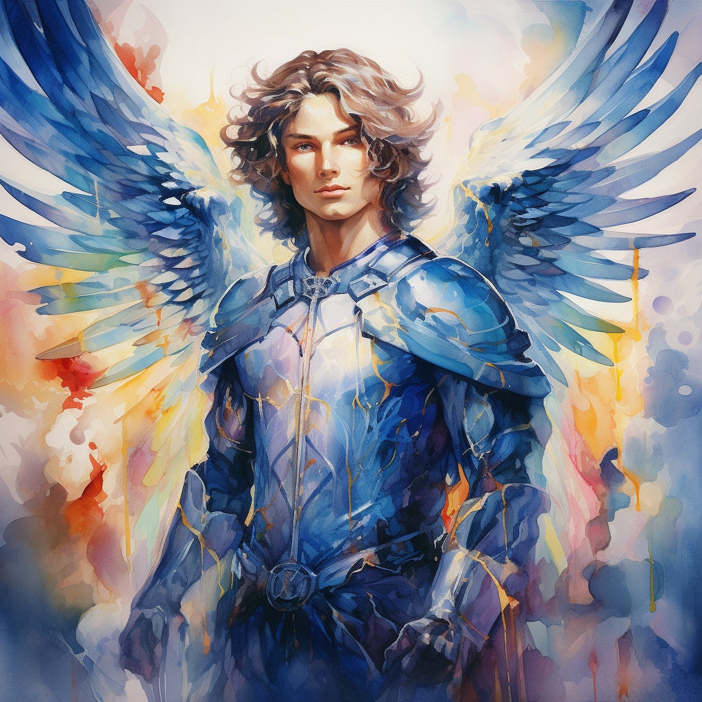 Archangel Saint Michael Clip Art 4 JPG Mix Media Card Making ...