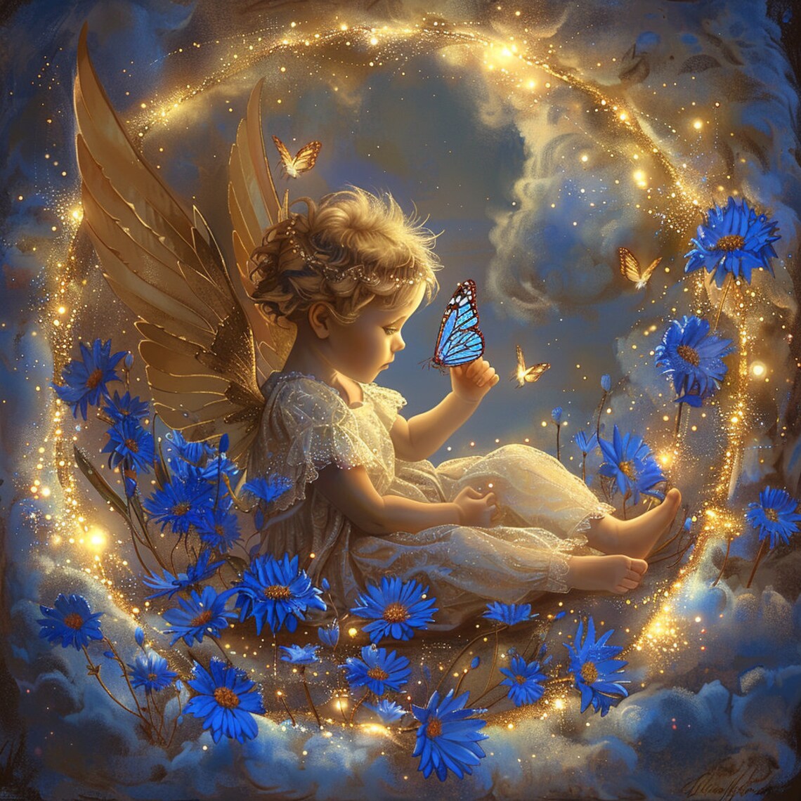 Baby Angel Watercolor Clip Art 4 JPG Mix Media Card Making Invitations ...