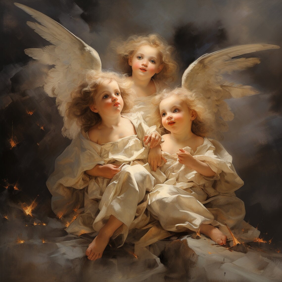 Baby Angels Watercolor Clip Art 4 JPG Mix Media Card Making Invitations ...