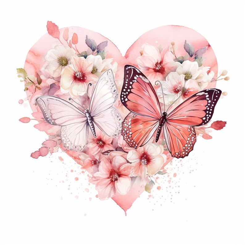 Valentines Day Watercolor Clip Art 4 JPG Mix Media Card Making ...