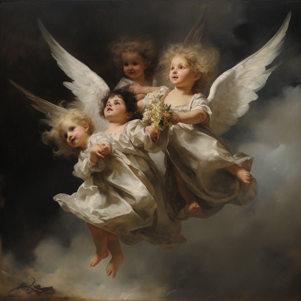 Baby Angels Watercolor Clip Art 4 JPG Mix Media Card Making Invitations ...