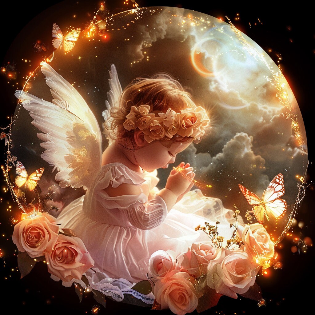 Baby Angel Watercolor Clip Art 4 JPG Mix Media Card Making Invitations ...