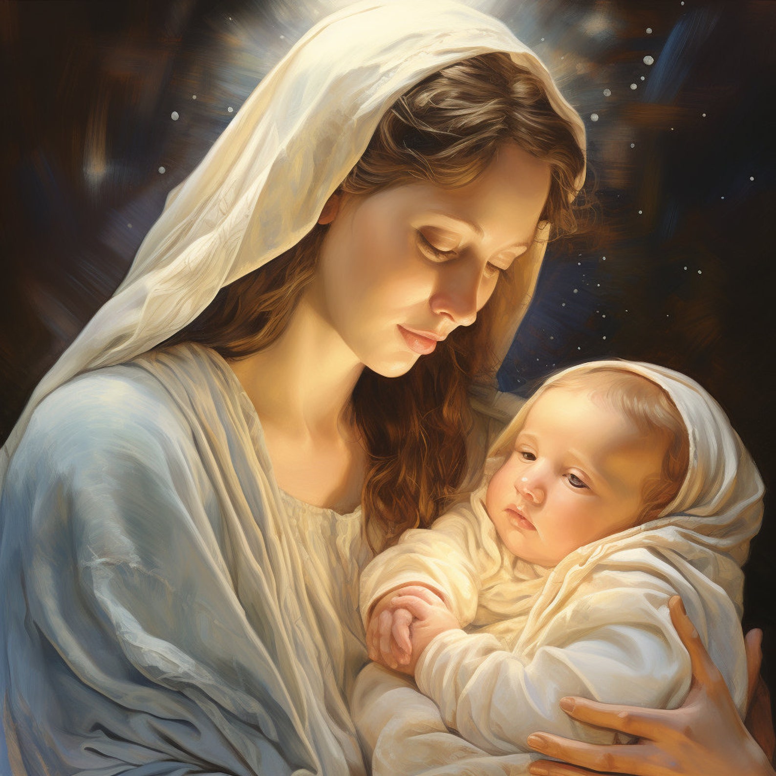 Virgin Mary and Baby Jesus Clip Art 4 JPG Mix Media Card Making ...