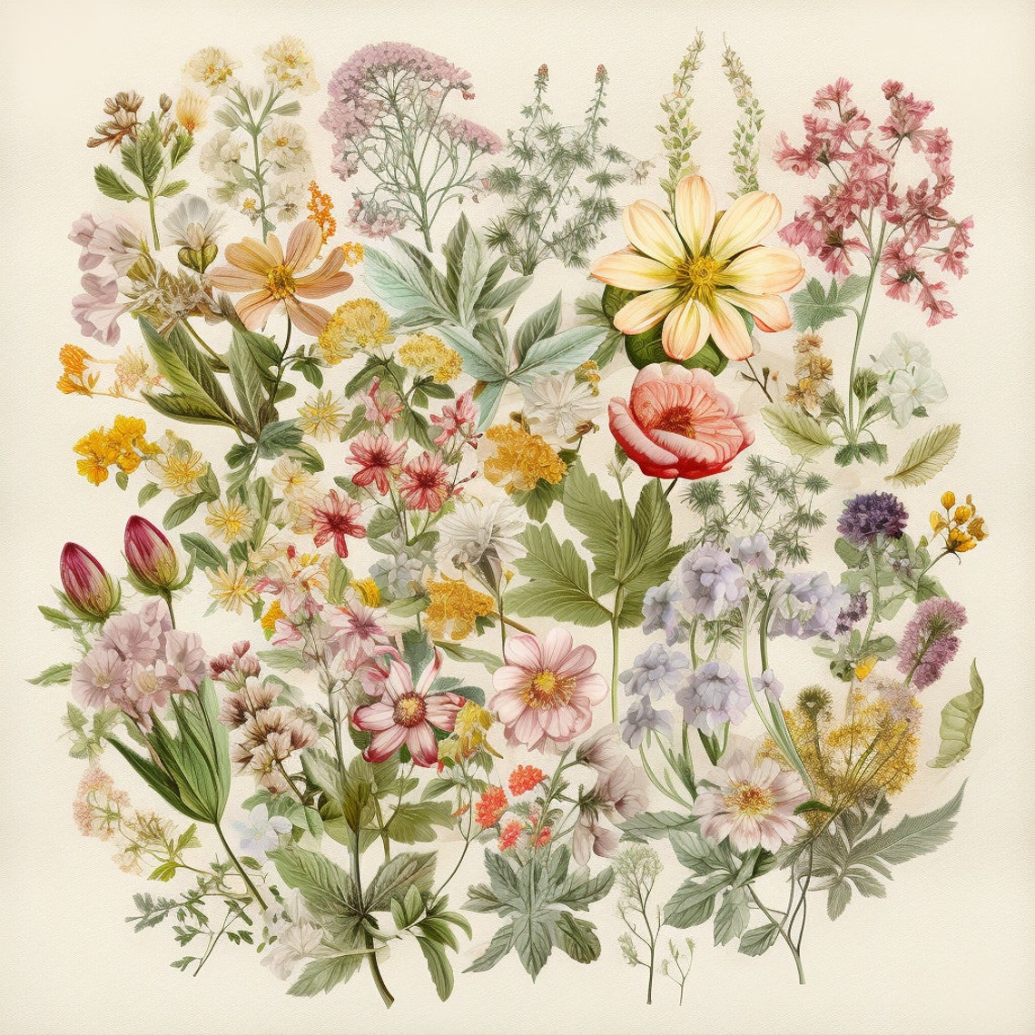 Schöne Blumen Aquarell Clip Art 4 JPG Mix Media Kartenherstellung ...