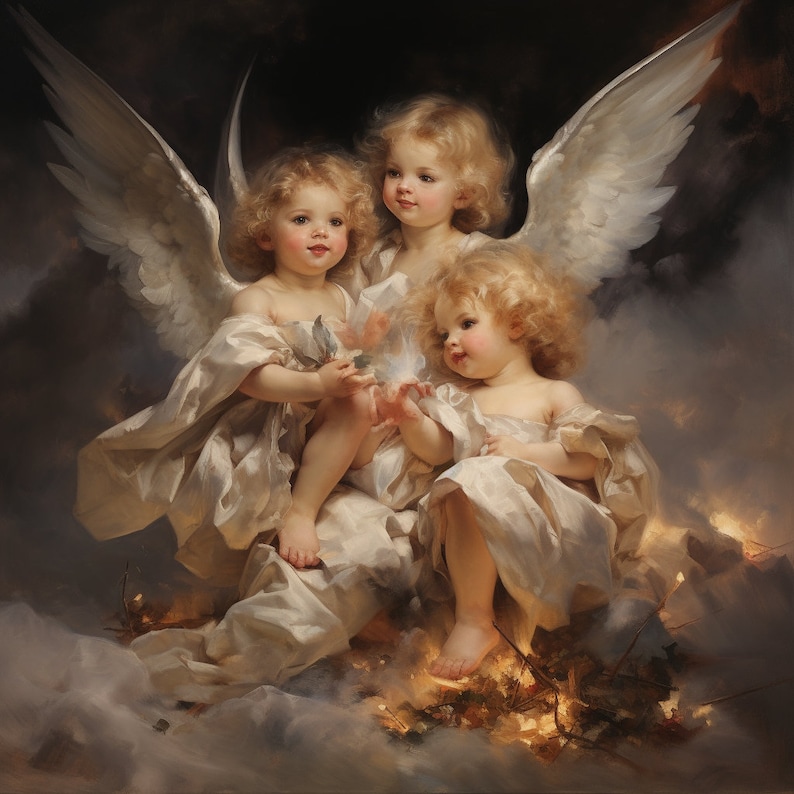 Baby Angels Watercolor Clip Art 4 JPG Mix Media Card Making Invitations ...