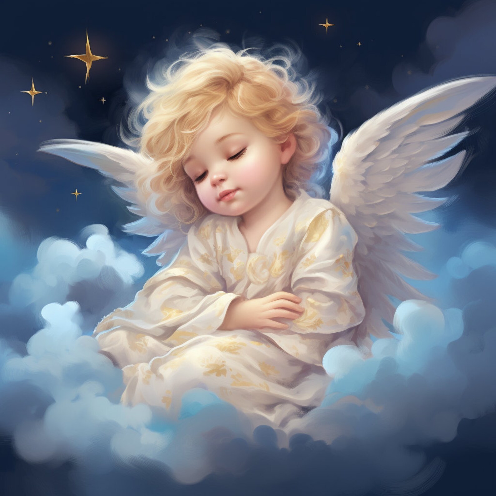 Baby Angel Watercolor Clip Art 4 JPG Mix Media Card Making Invitations ...