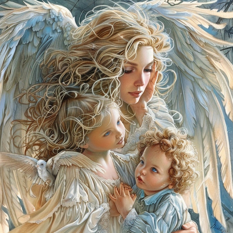 Baby Angels Watercolor Clip Art 4 JPG Mix Media Card Making Invitations ...